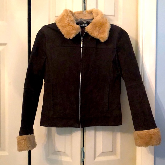Capture | Jackets & Coats | Capture 0 Leather Suede Jacket With Faux ...